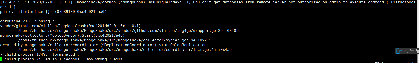 增量场景下的权限问题以及相应的报错信息不明显 · Issue #385 · alibaba/MongoShake · GitHub