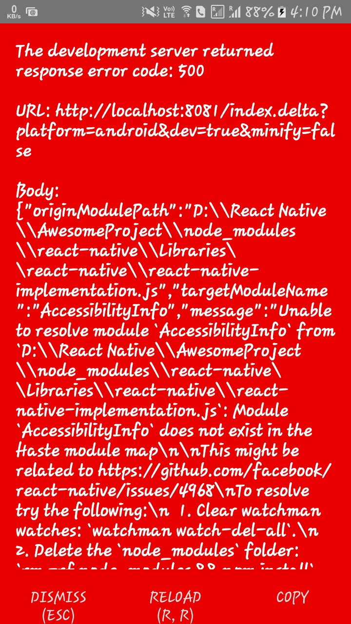 Error during running code · Issue #20316 · facebook/react-native · GitHub