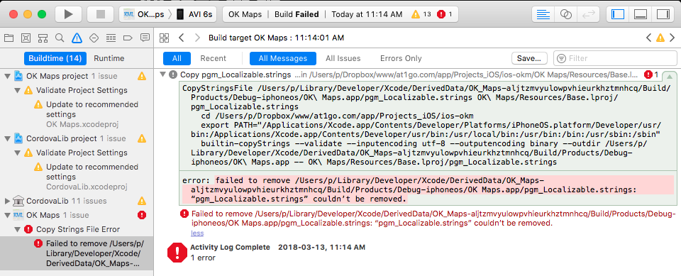 Ios Xcode Localization Errors Involving Copystringsfile And Pgmlocalizablestrings · Issue