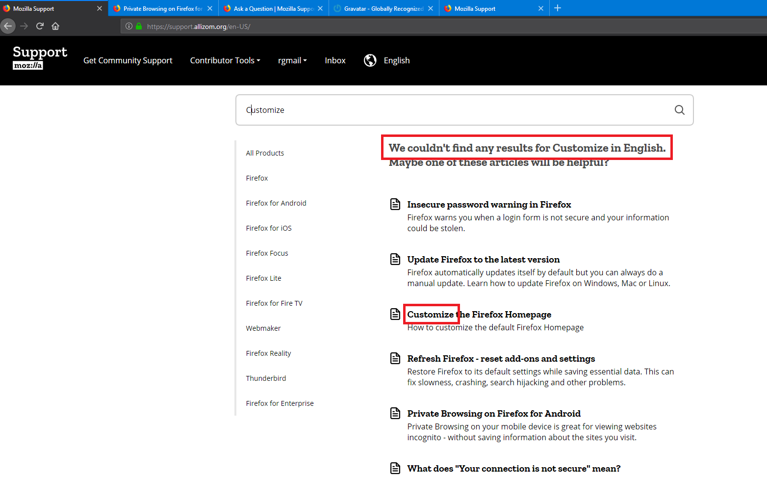 "We couldn't find any results" message displayed for existing results ...