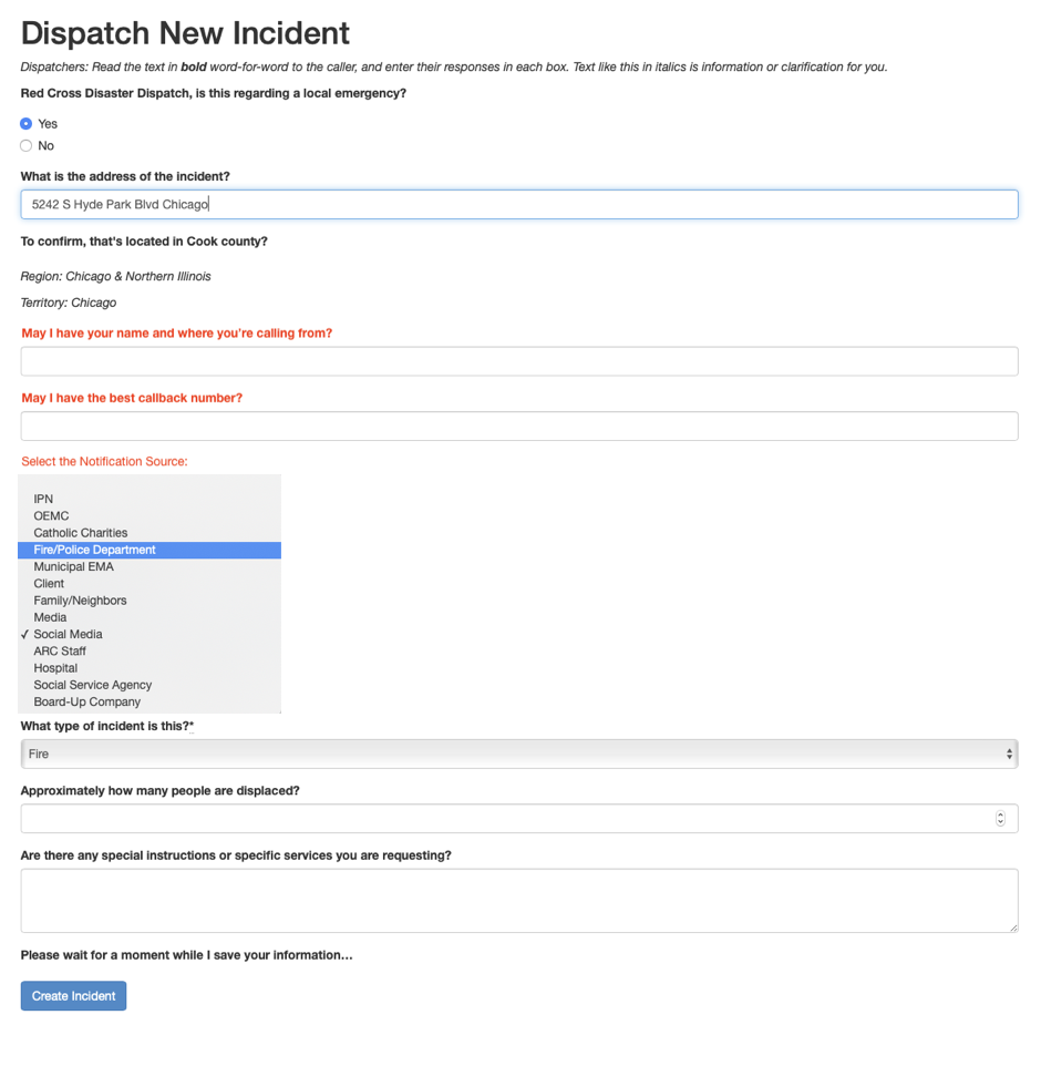 In the Dispatch New Incident script, modify the wording of two ...