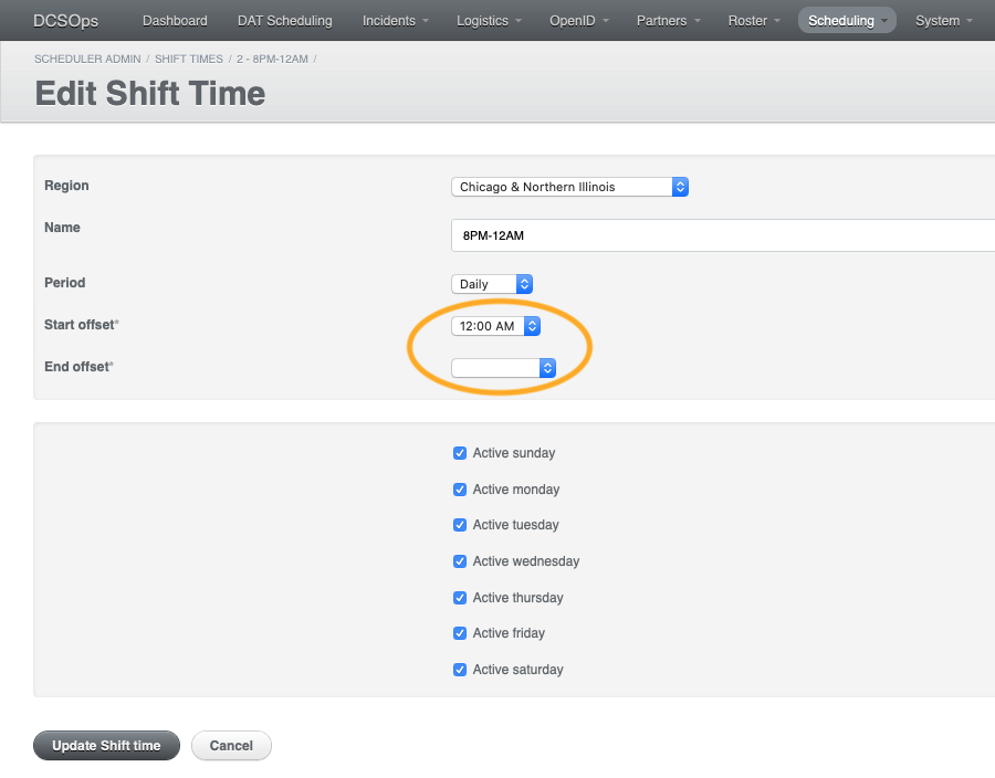 Shift Times do not have Start and End offsets, do not order ...