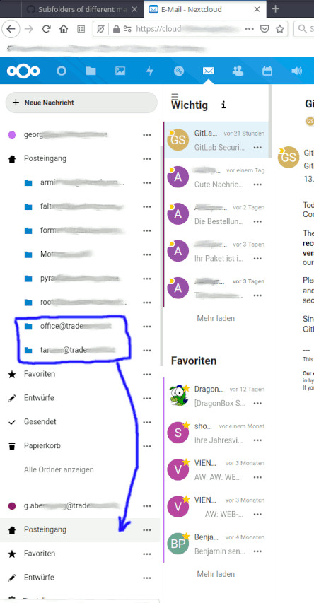Subfolders of different mail accounts are always shown under the first mail account · Issue ...