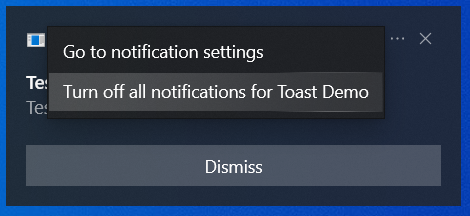 Toasts created from unpackaged apps with Microsoft.Toolkit.Uwp.Notifications are greyed out in ...