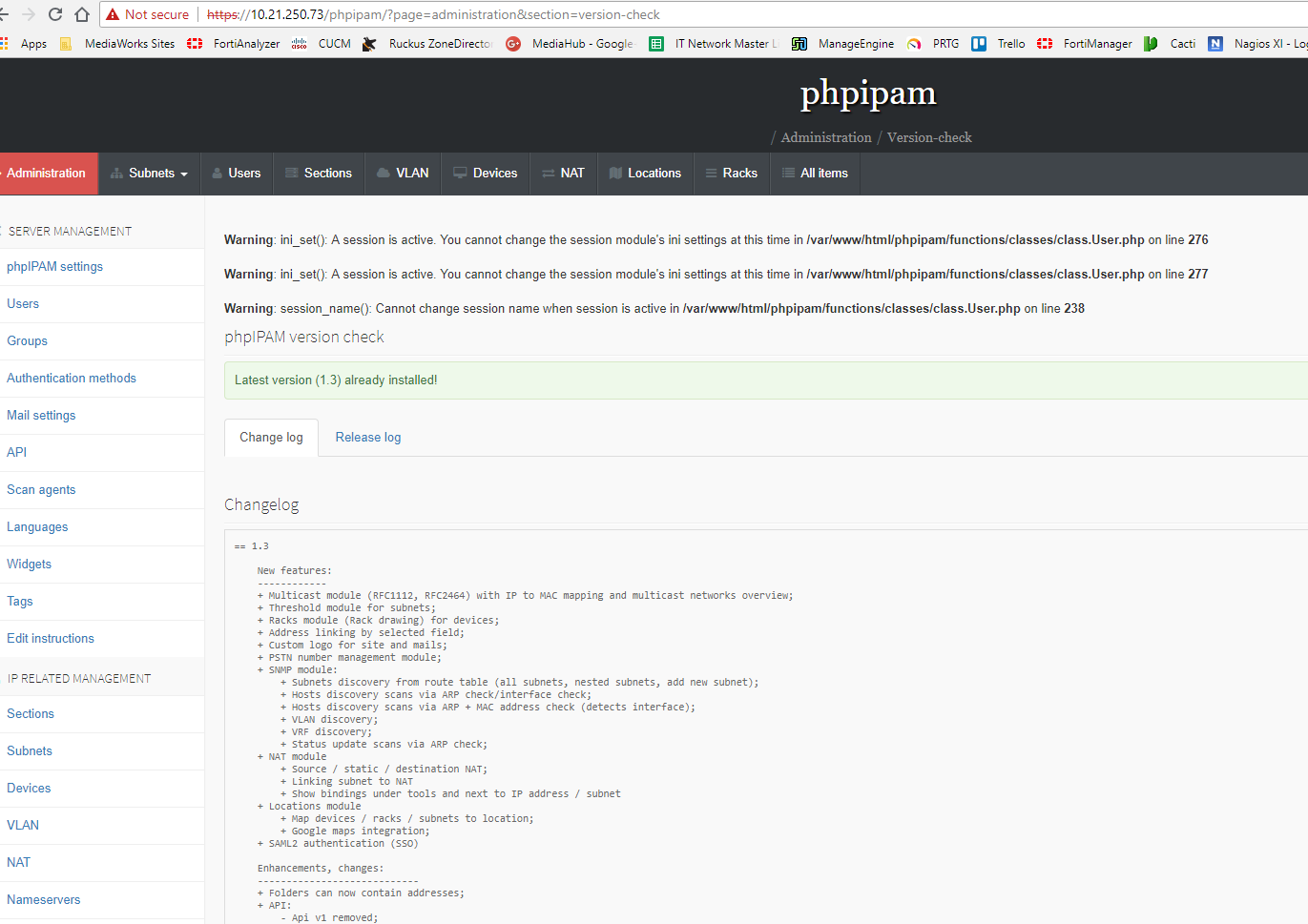 1 3 Warning Ini Set Errors · Issue 2058 · Phpipam Phpipam · Github