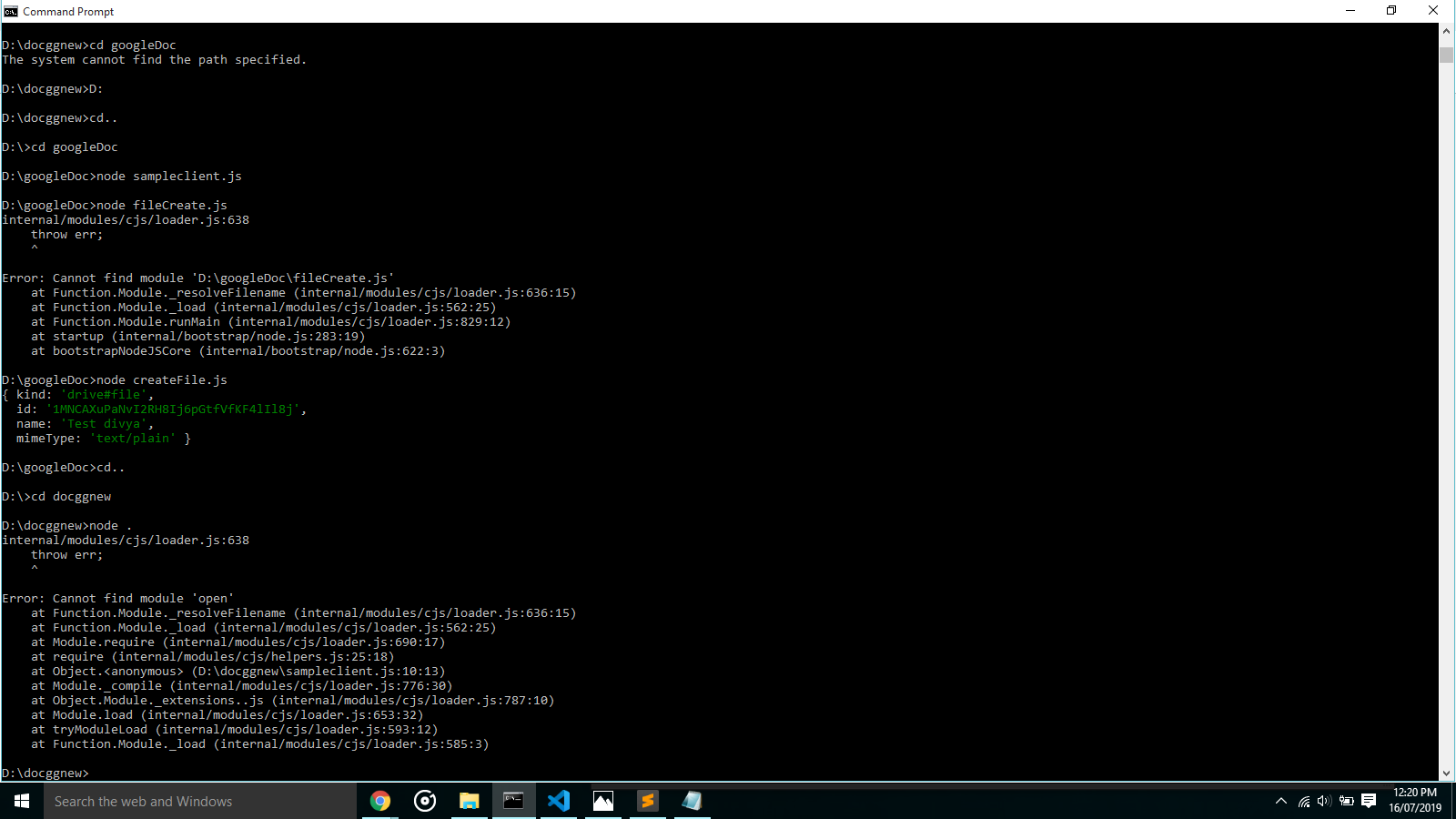 While creating a google doc file through cmd the open module is not found by the system · Issue ...
