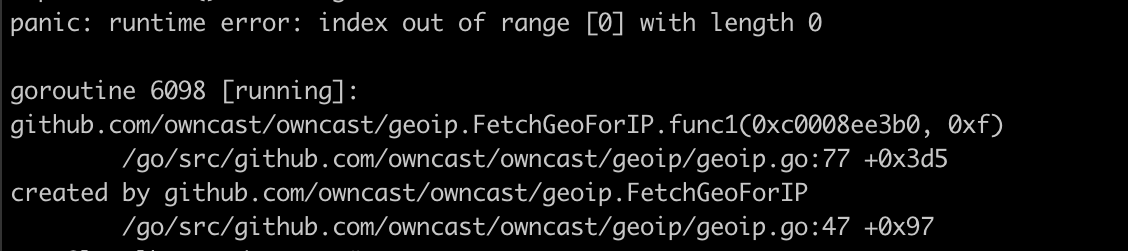 Fix Crash With Geoip Lookups · Issue 414 · Owncastowncast · Github