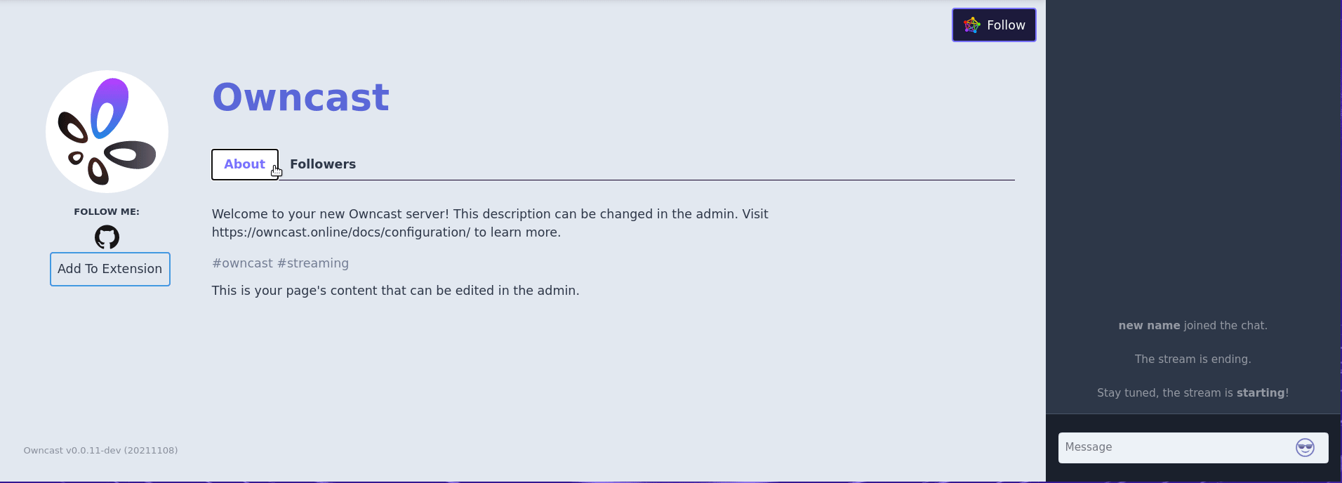 Switching tabs redraws and moves page elements around · Issue #1516 · owncast/owncast · GitHub