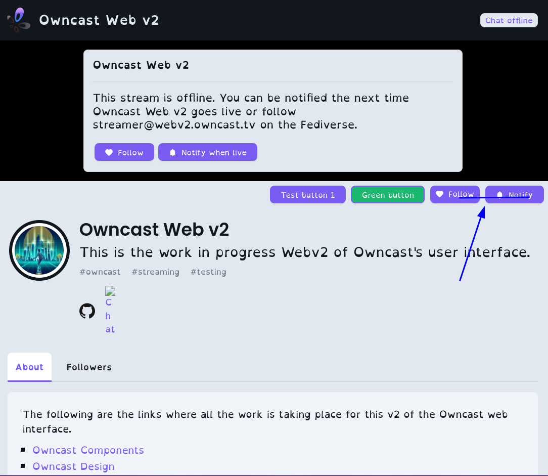 Action buttons render with odd sizes · Issue #2137 · owncast/owncast · GitHub