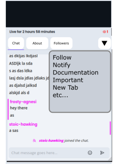 Mobile action button dropdown · Issue #2231 · owncast/owncast · GitHub