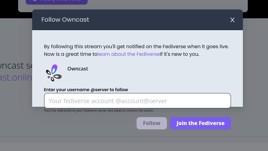 Follow Modal Is Rendering Incorrectly · Issue 2235 · Owncastowncast · Github 