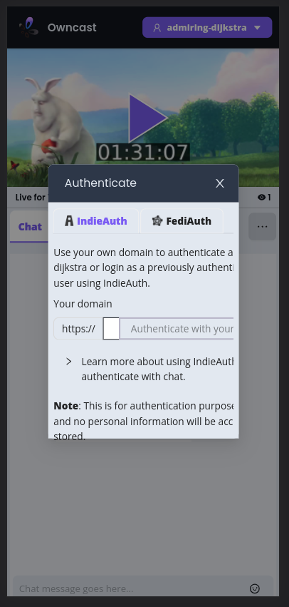 Authentication Modal Doesn T Layout Properly When Mobile · Issue 2262 · Owncast Owncast · Github