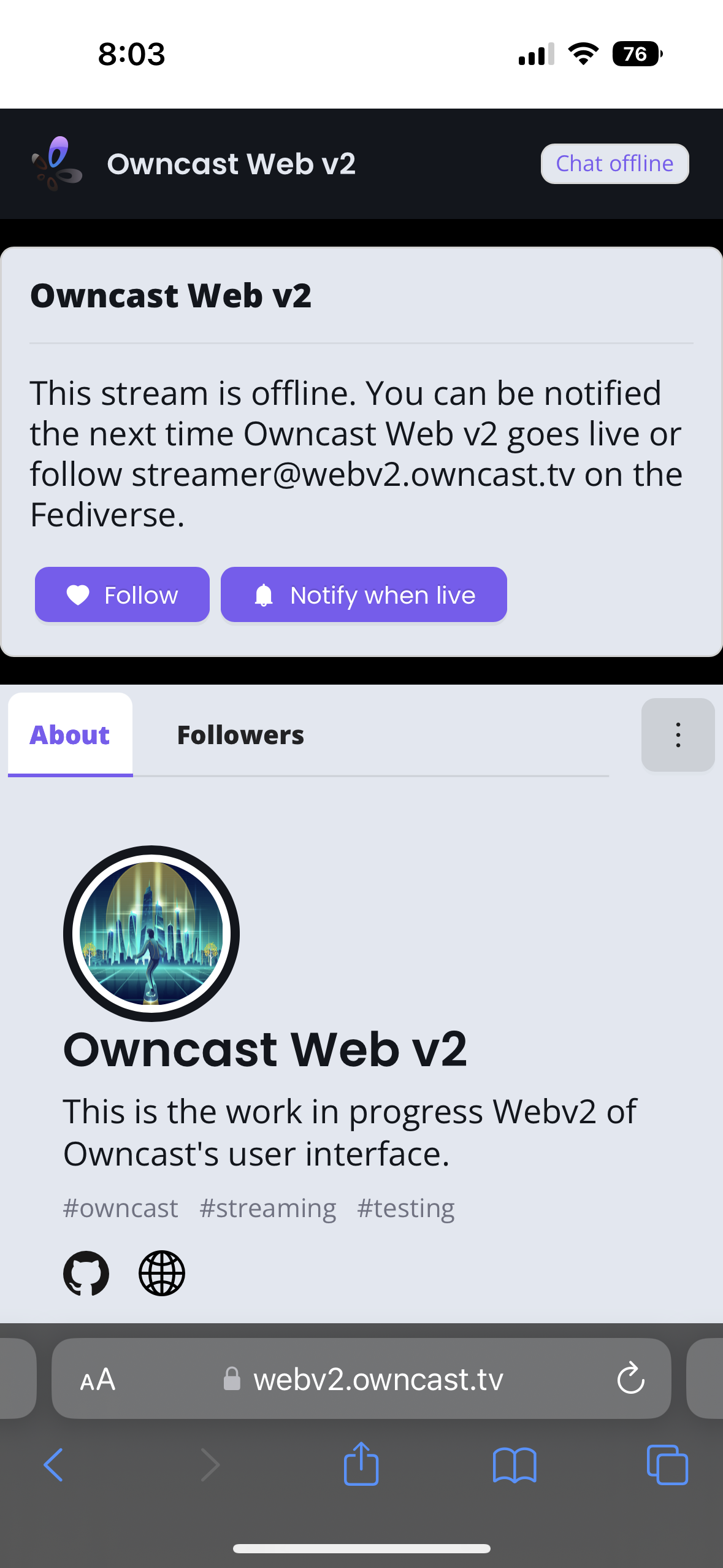 Content header on mobile is not using the mobile layout. · Issue #2263 · owncast/owncast · GitHub
