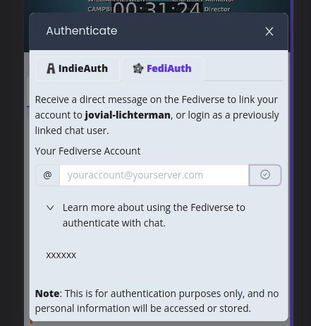 Fediverse auth modal info needs to be filled in · Issue #2453 · owncast/owncast · GitHub