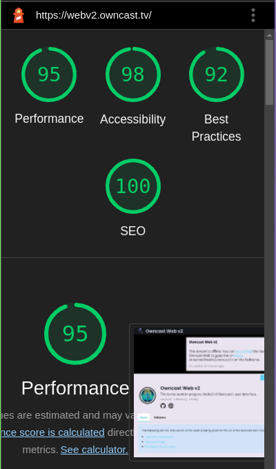 Lighthouse Performance · Issue #2167 · owncast/owncast · GitHub