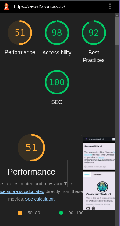 Lighthouse Performance · Issue #2167 · owncast/owncast · GitHub