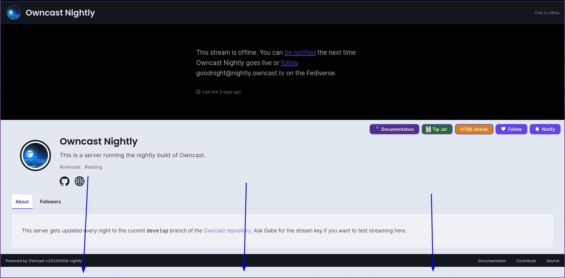 Page scrolls with empty space under the footer · Issue #2983 · owncast/owncast · GitHub