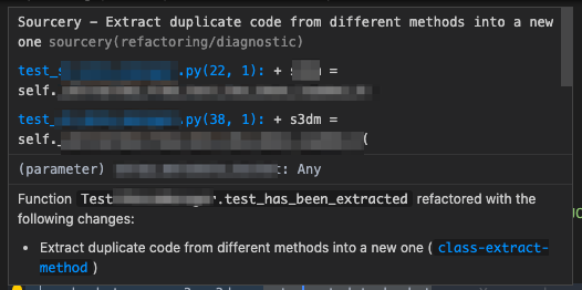 `class-extract-method` shows in tooltip but isn't on https://github.com/sourcery-ai/sourcery ...
