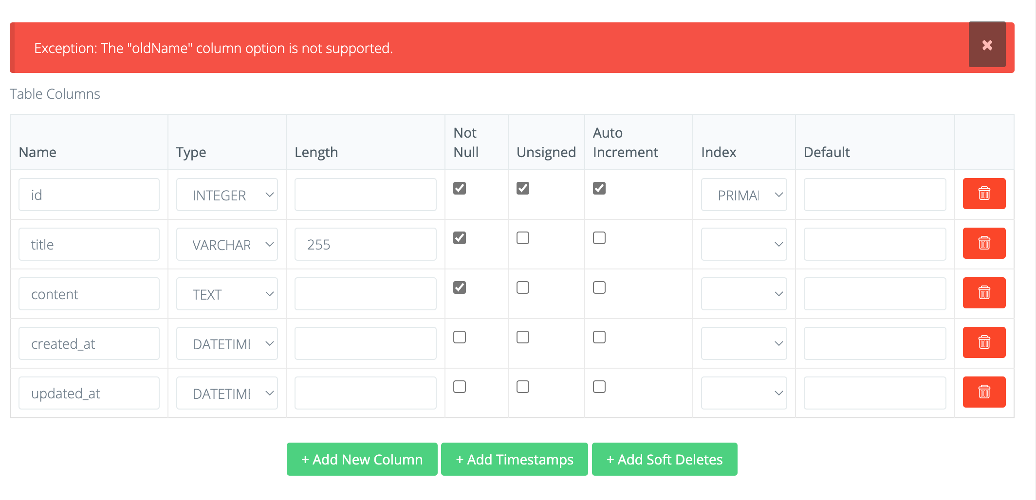 Exception The Oldname Column Option Is Not Supported · Issue 5766 · Thedevdojovoyager · Github