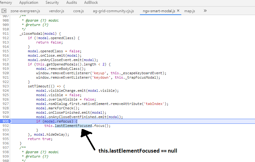 [BUG] Cannot read property 'focus' of undefined on modal close · Issue ...