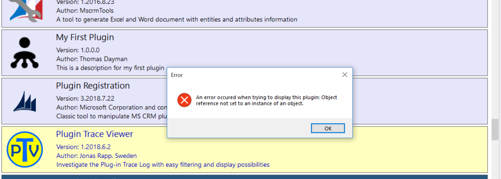 Cant open my own plugin - Object reference not set to an instance of an object. · Issue #785 ...