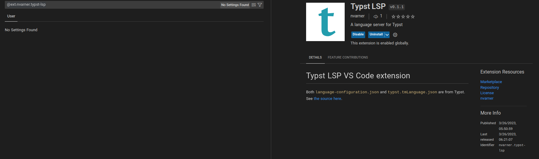 Extension setting page for typst has no setting · Issue #36 · nvarner/typst-lsp · GitHub