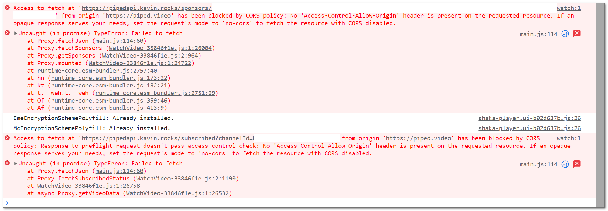 `piped.video` HTTP 502 for /sponsors, /streams, and /subscribed (note: users might think it is ...