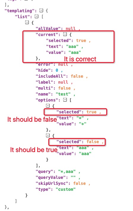 Variables: Wrong selected state is persisted when Save current ...