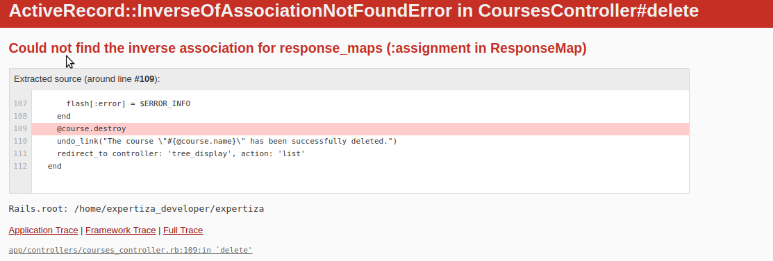 Can't Delete Assignments or Courses · Issue #2420 · expertiza/expertiza · GitHub