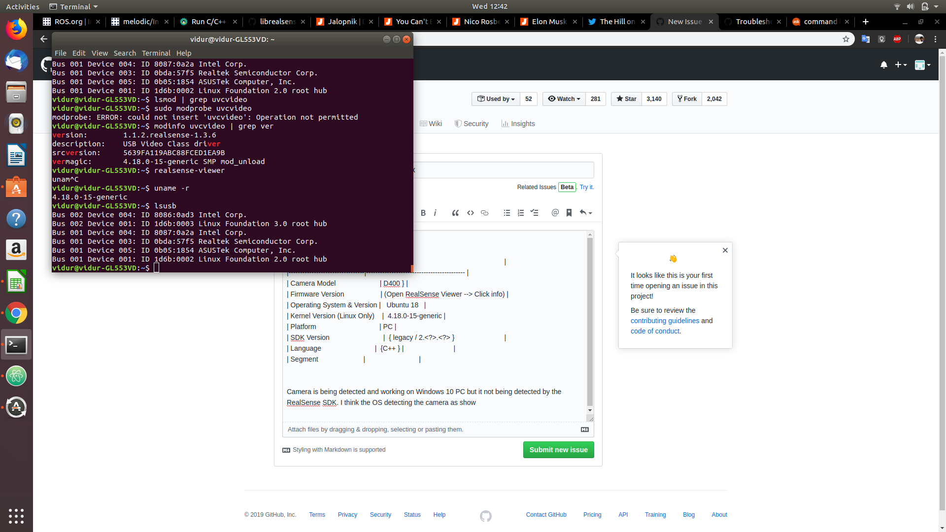 Camera Not being Detected In Linux · Issue #4849 · IntelRealSense/librealsense · GitHub