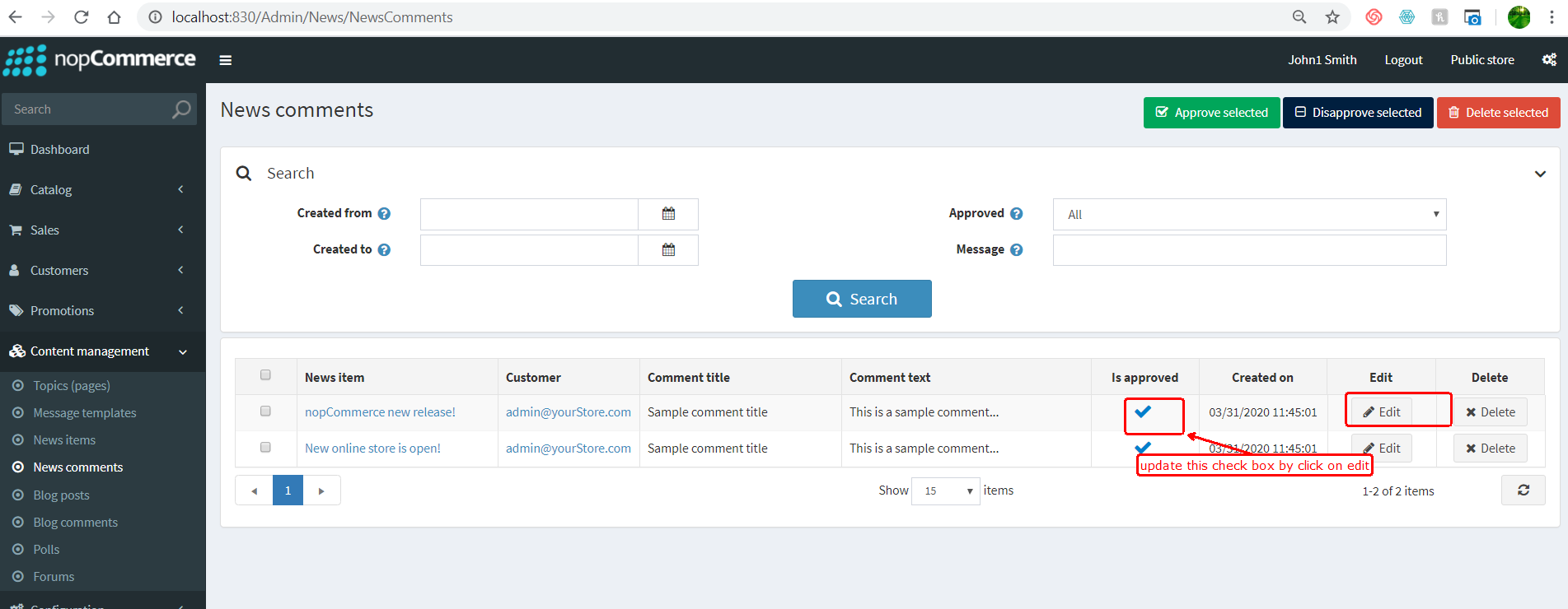 News Comment and Blog Comment Edit is not working · Issue #4399 · nopSolutions/nopCommerce · GitHub