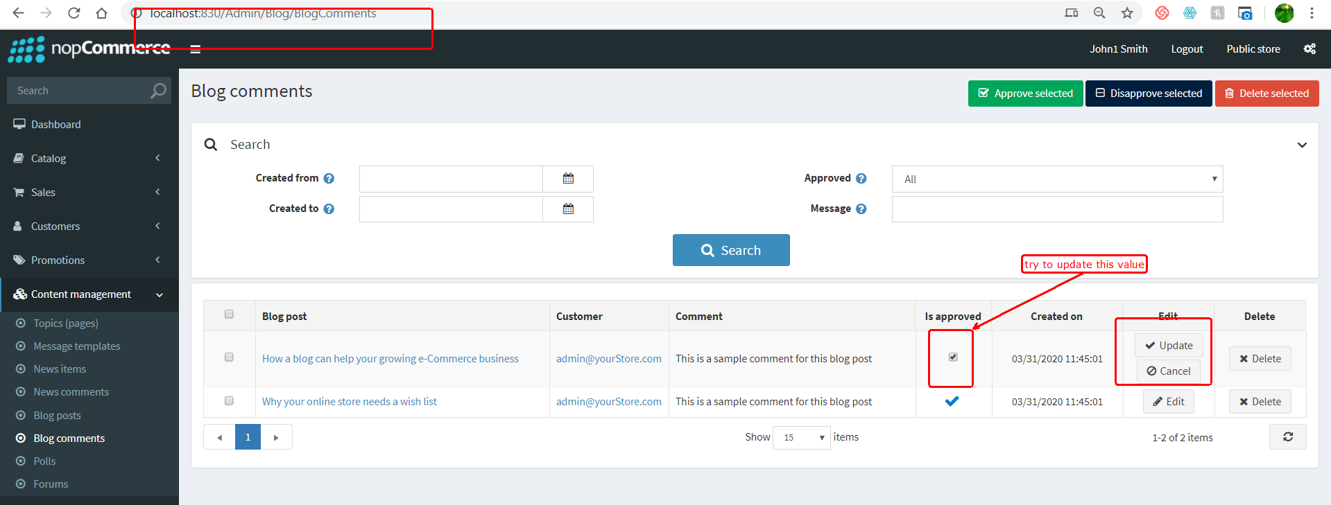 Blog Comment Edit is not working · Issue #4400 · nopSolutions/nopCommerce · GitHub