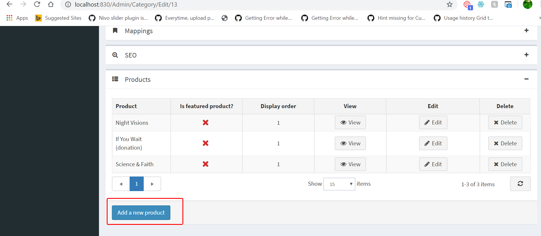 Can't able to Edit display order and delete product from category edit product panel · Issue ...