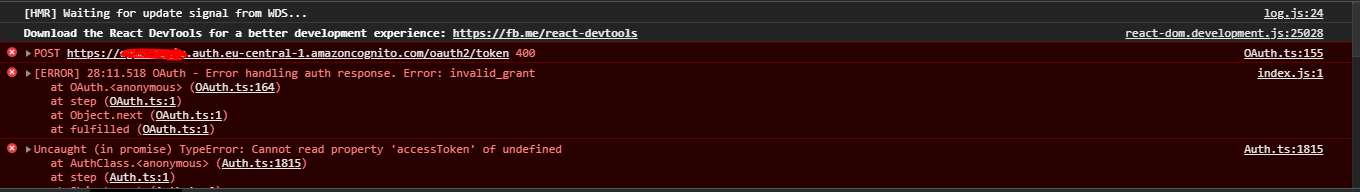 React Aws Cognito Token Endpoint Returns 400 Invalidgrant When Being Redirected From Another