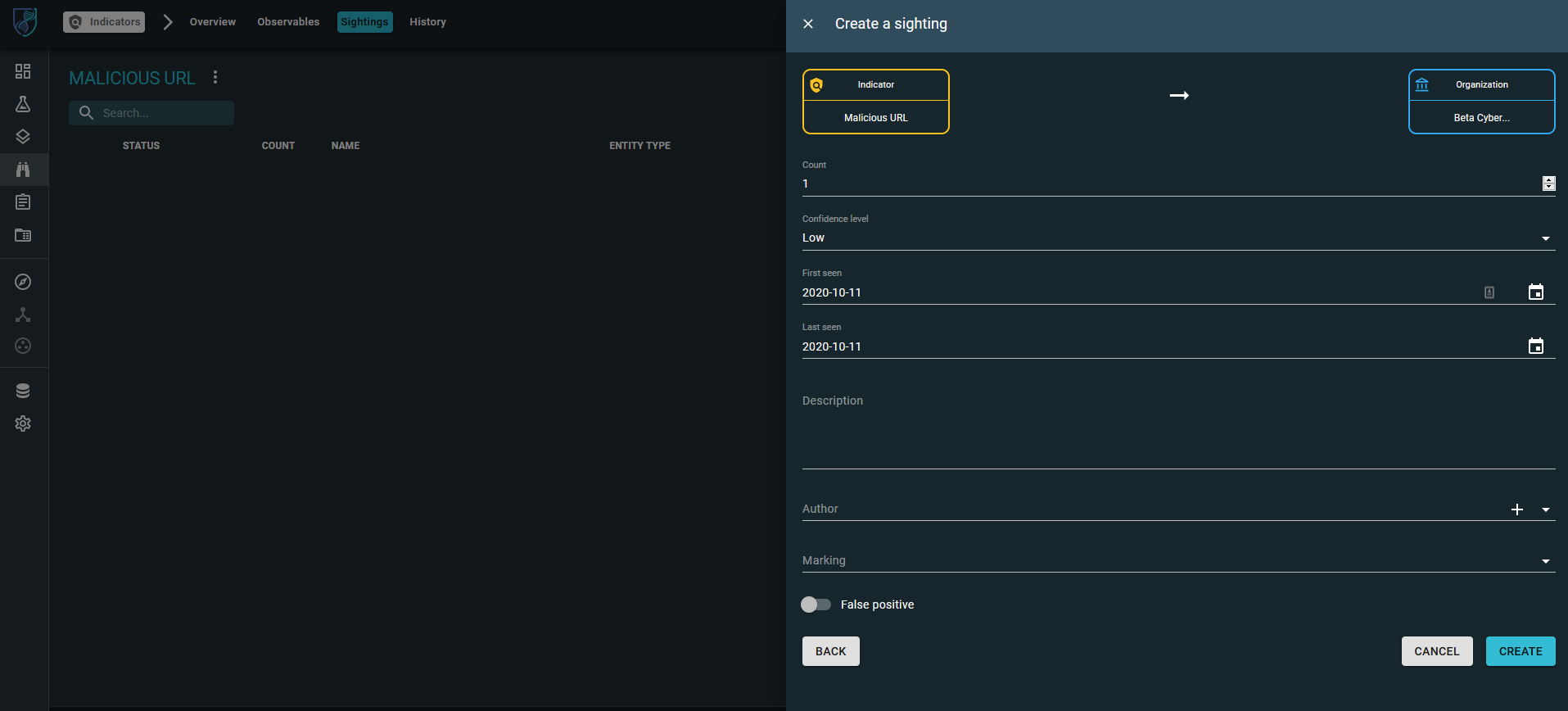 FrontEnd does not display "Sighting" relationship when imported with "Import-File-STIX ...