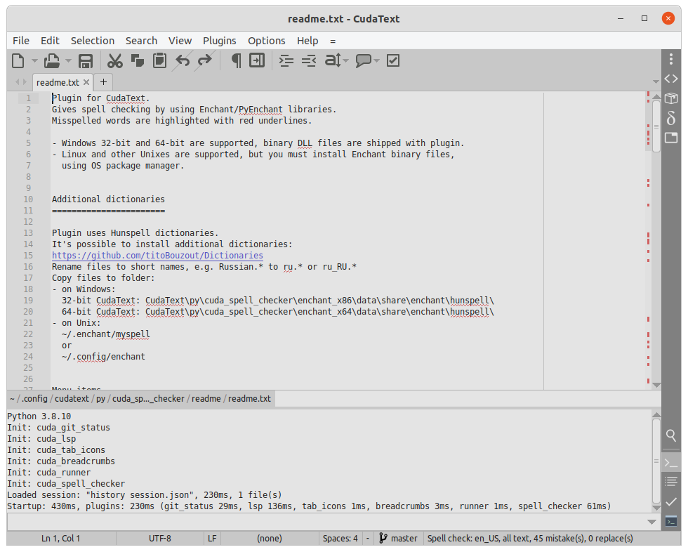 Spell Checker - checking on startup issue · Issue #4628 · Alexey-T/CudaText · GitHub