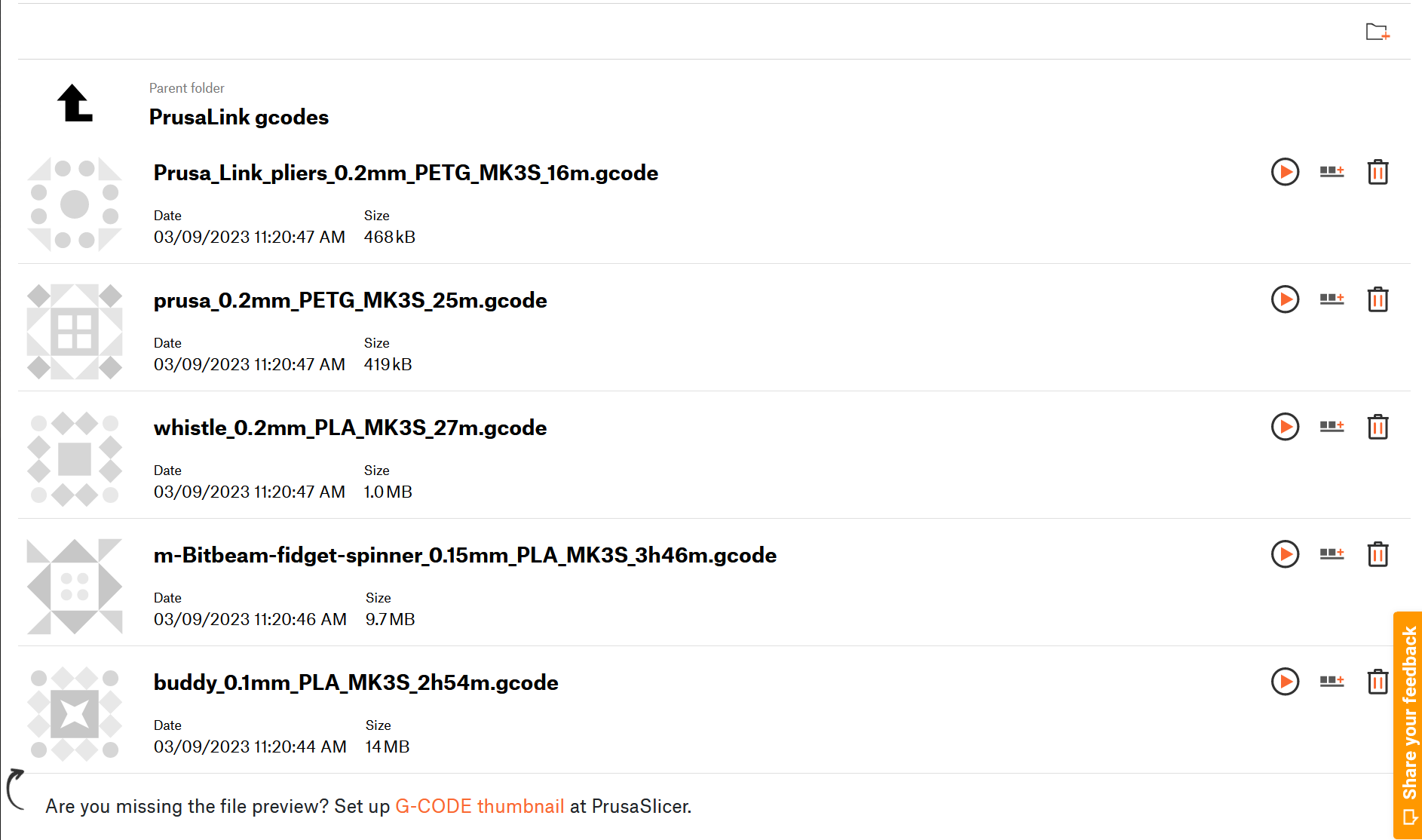Enhancement: File preview on the prusa link example files · Issue #713 · prusa3d/Prusa-Link · GitHub
