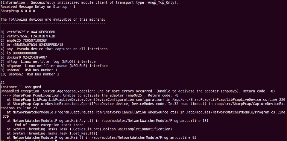 Linux - Unable to Activate Adaptor (vethxxx). Return Code: -8 · Issue ...
