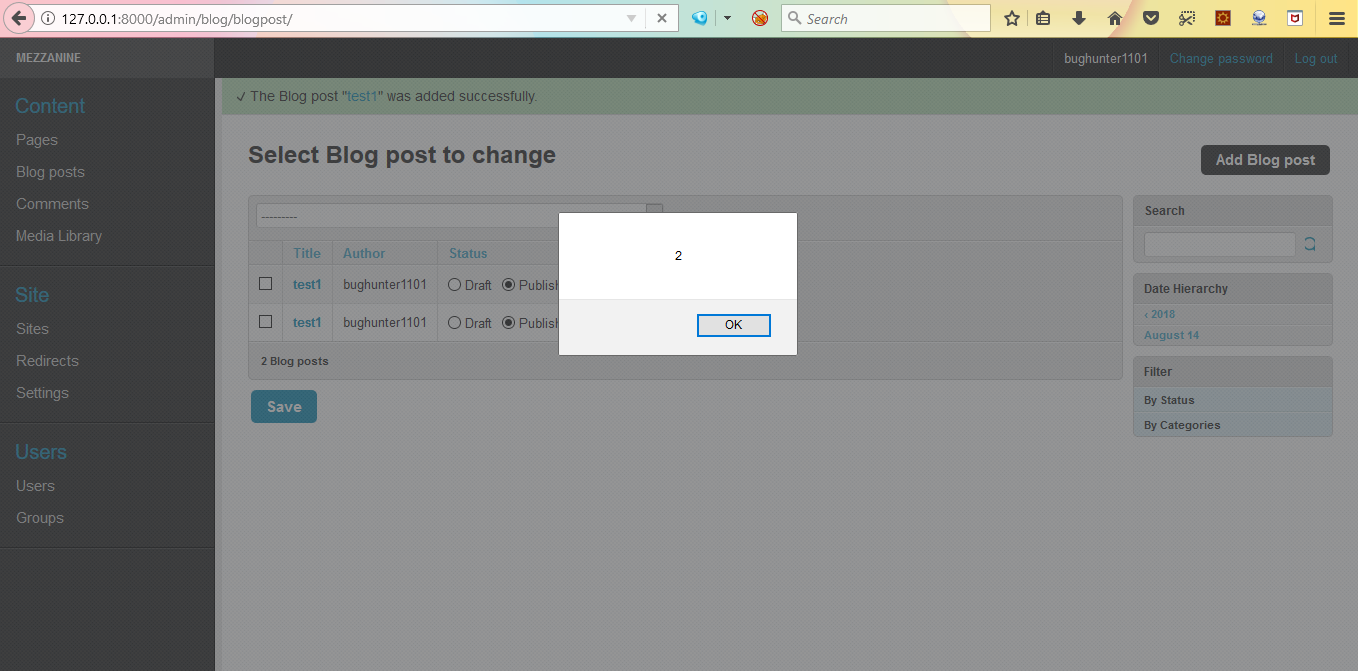 Persistent Cross-site Scripting in Mezzanine 4.3.1 · Issue #1872 · stephenmcd/mezzanine · GitHub