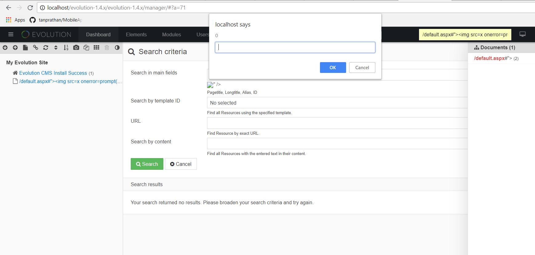 XSS (Reflected) in Evolution CMS · Issue #789 · evolution-cms/evolution · GitHub