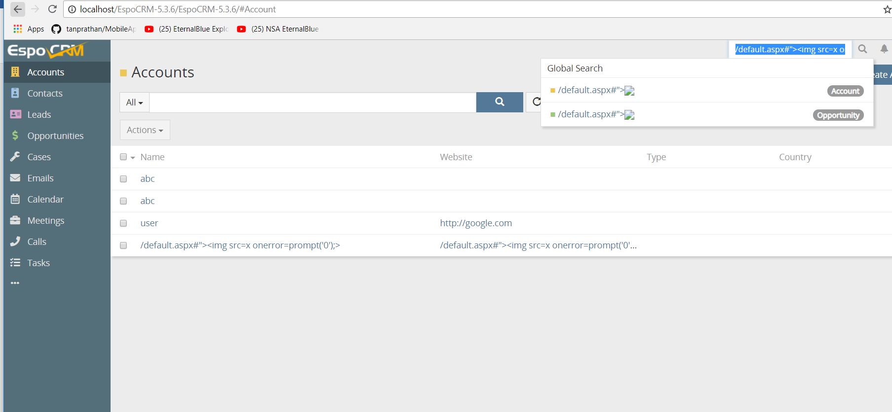 Non-Persistent or Type-II XSS in EspoCRM-5.3.6 · Issue #1038 · espocrm/espocrm · GitHub