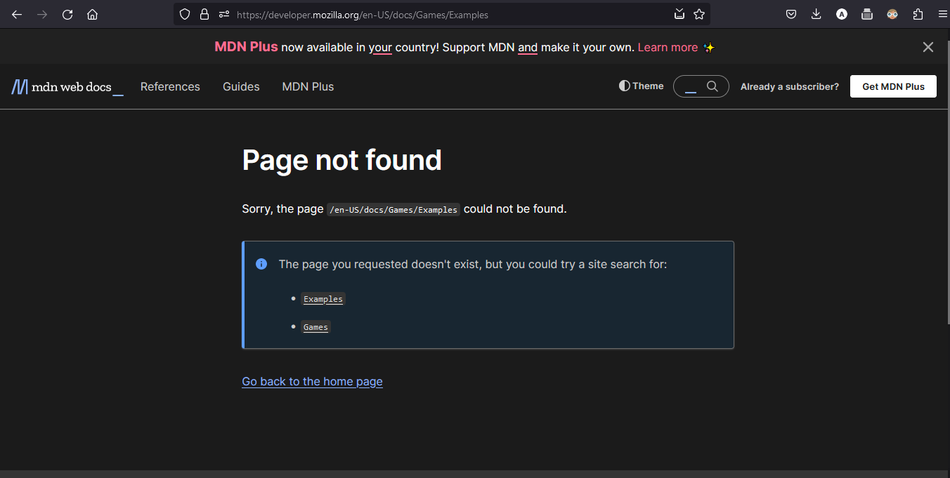 Game Development "Examples" page is missing · Issue #24342 · mdn/content · GitHub