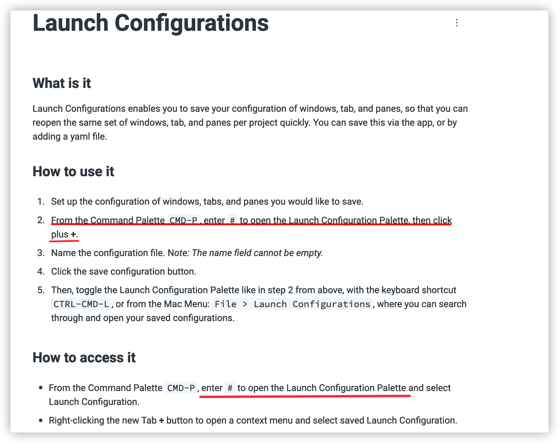 Outdated document or Bug relating to opening launch configration palette · Issue #3380 ...
