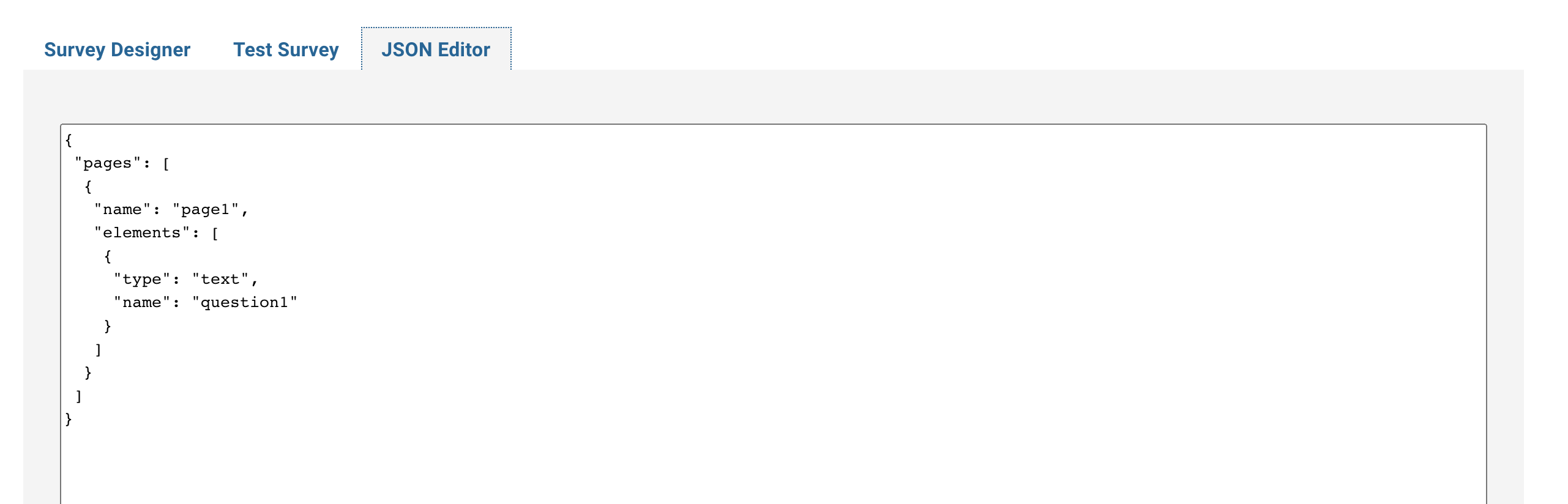Programatically Switching Tabs To Json Editor Does Not Populate The Editor With The Survey Json