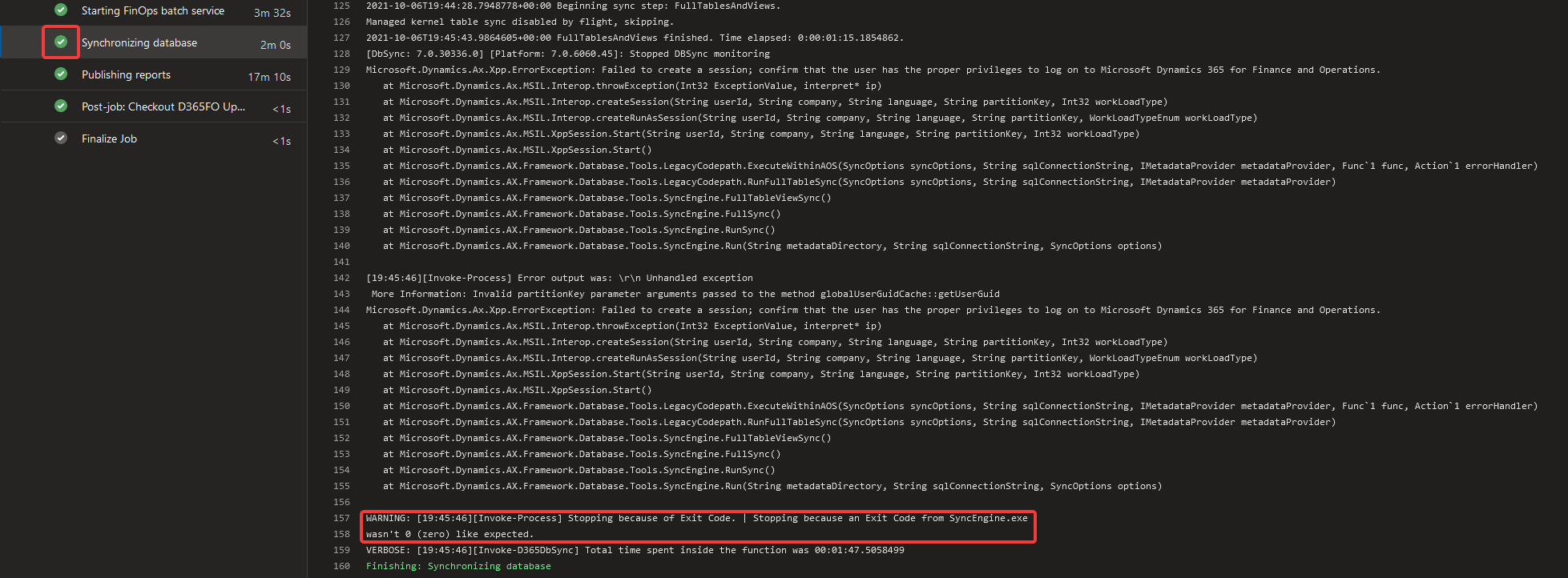 [question] How Catch Dbsync Error · Issue 581 · D365collaborative D365fo Tools · Github