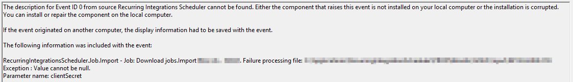Exception : Value cannot be null. Parameter name: clientSecret · Issue #94 · microsoft/Recurring ...
