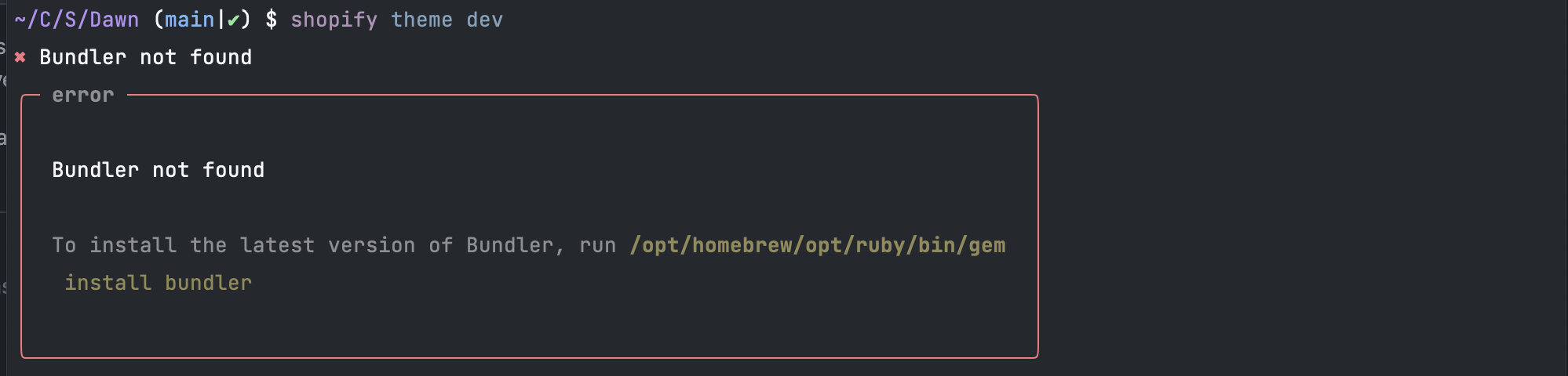 [Bug]: “Bundler not found” error if rvm exists · Issue #684 · Shopify/cli · GitHub