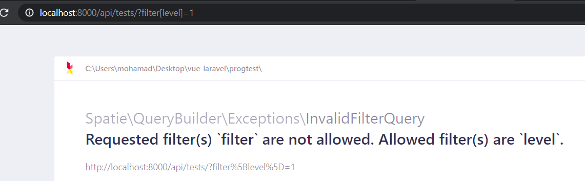 issue when i use the allowedFilters() · Issue #584 · spatie/laravel-query-builder · GitHub