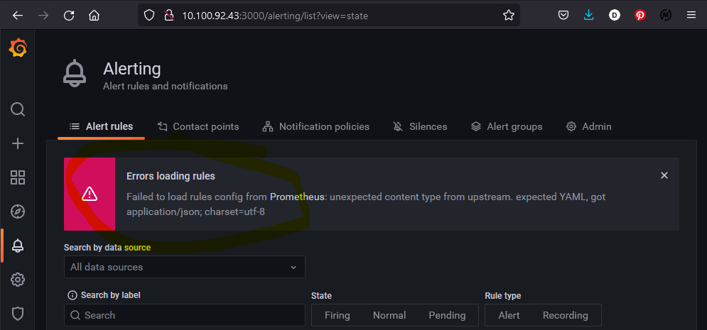 [Prometheus ConfigEditor] when `Manage Alerts via Alerting UI` = `true`, UI throws error when ...