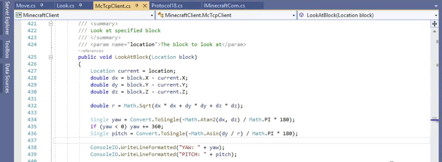 Implementing Player Look (Yaw and Pitch) · Issue #691 · MCCTeam ...
